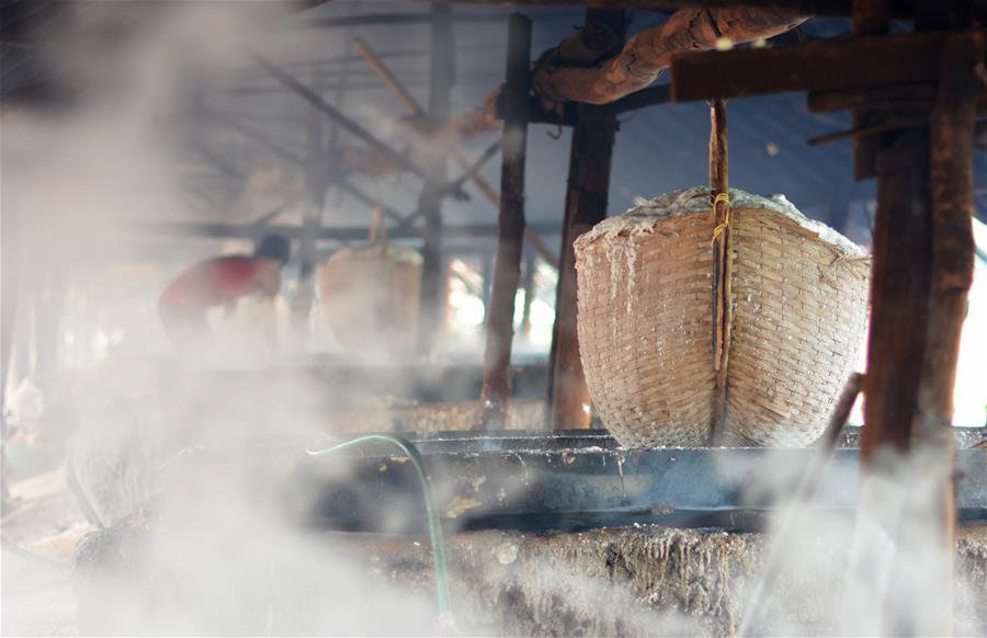 Scene of salt production at Ban Keun salt factory in Laos_English ...